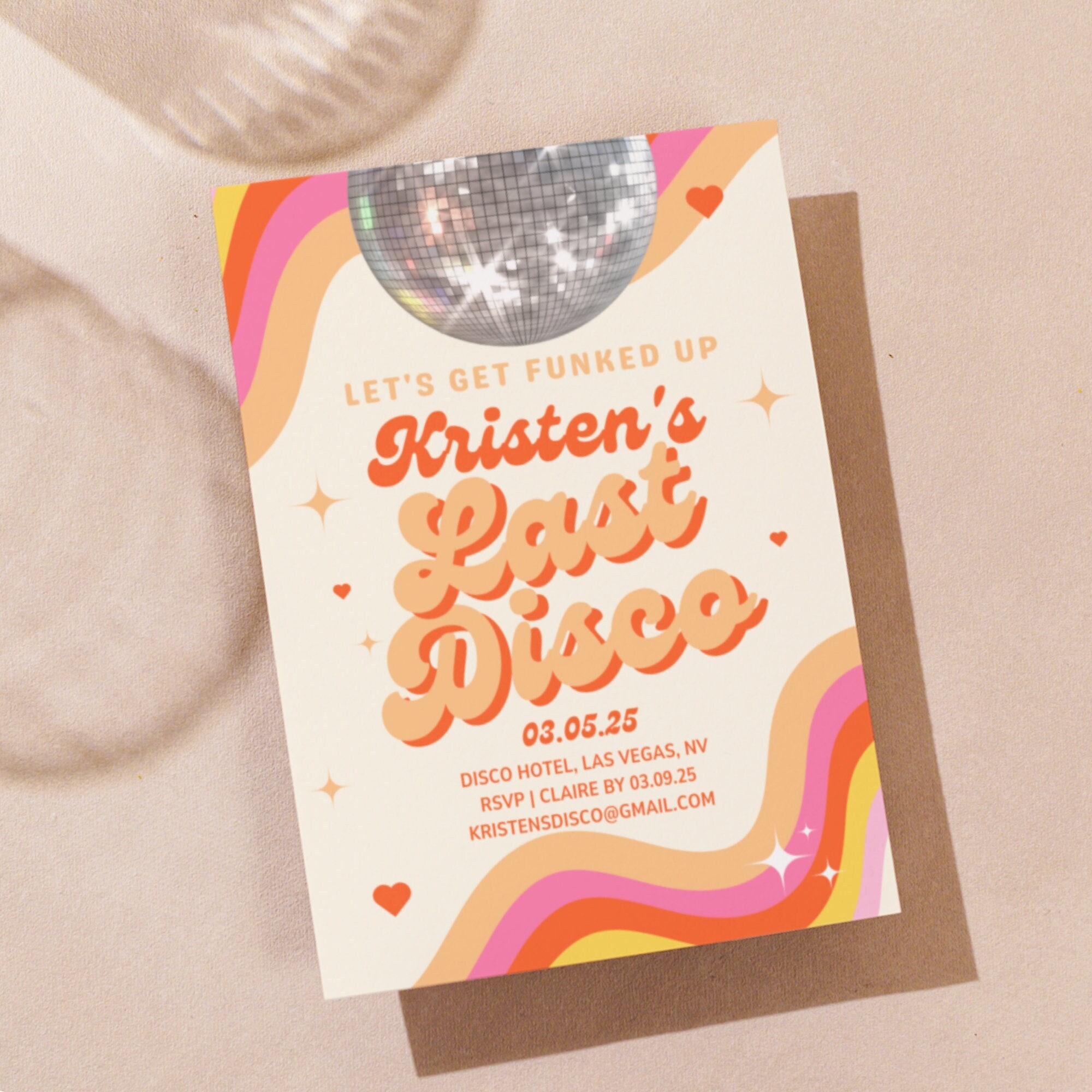 Last Disco Bachelorette Invitation Template and Itinerary, Disco Themed ...