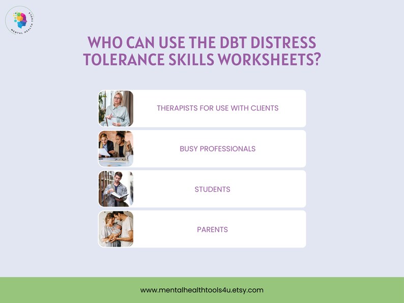 DBT Distress Tolerance Worksheets: Crisis Survival Skills (digital ...
