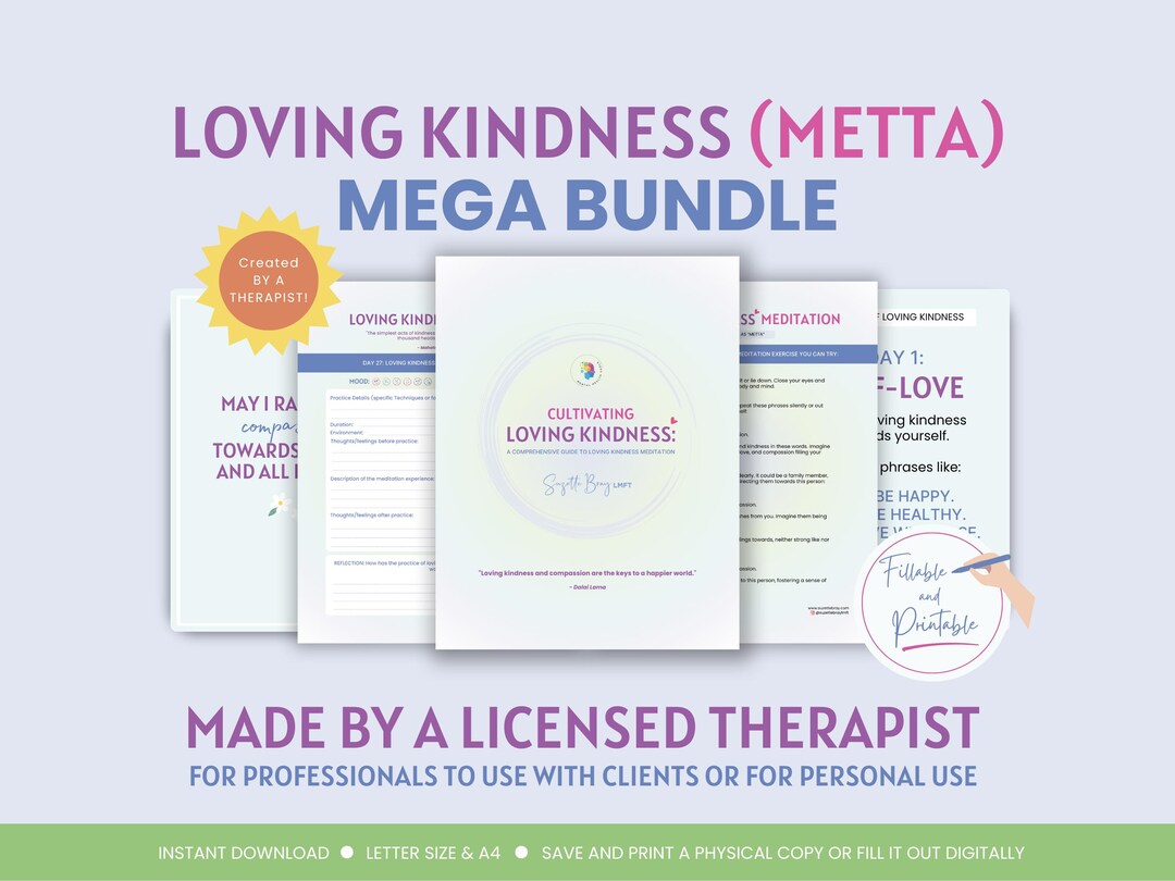 DBT Loving Kindness Toolkit: Metta Ebook, Journal & Affirmation Cards ...