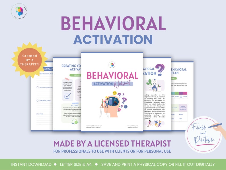 Behavioral Activation Workbook CBT Activities for Mental Health Therapy ...