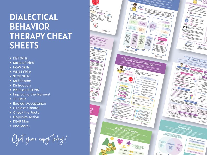 DBT Cheat Sheets: Dialectical Behavior Therapy Reference (PDF Pattern ...