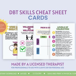 DBT Skills Cheat Sheet Cards for Beginners Easy-to-understand DBT Tools ...
