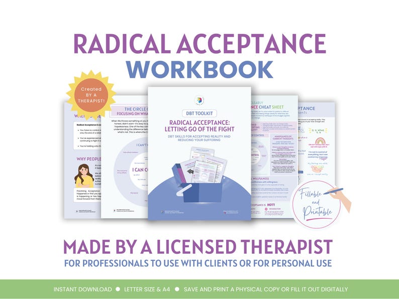 DBT Radical Acceptance Workbook: Emotional Regulation, BPD Support (printable PDF - Etsy