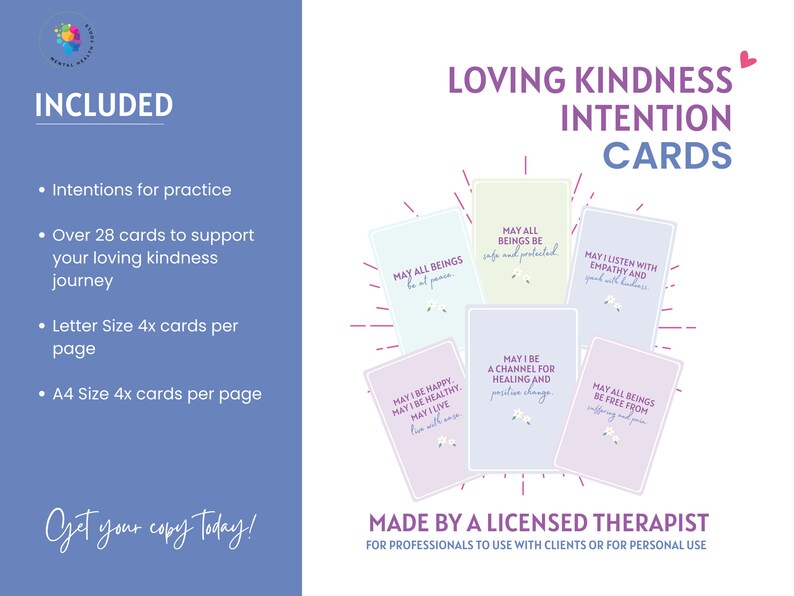 Loving Kindness Intention Setting Affirmations Cards Metta Meditation ...
