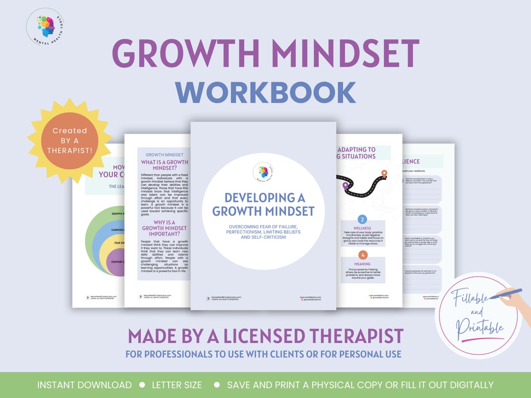 Growth Mindset Workbook, Build Resilience, Overcome Perfectionism, Self ...