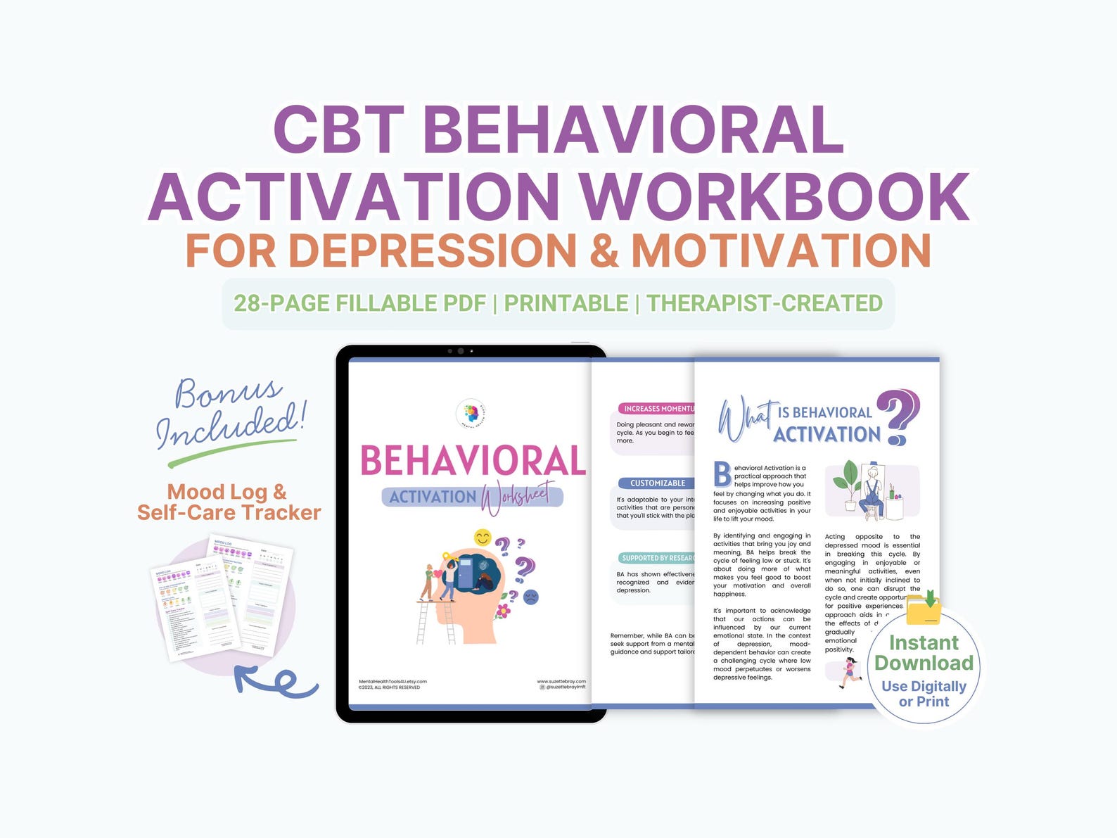 CBT Workbook for Depression & Motivation – Behavioral Activation ...