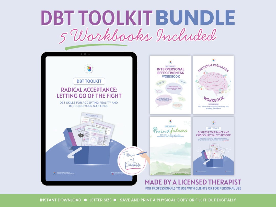 DBT Skills Toolkit Bundle 5 Printable Workbooks for BPD, Emotional ...