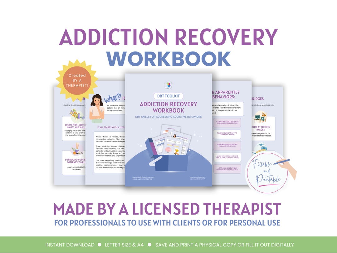Addiction Recovery Workbook: DBT Skills, Therapist-created (fillable ...