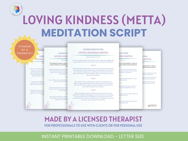 Loving Kindness Meditation Script: Metta Self-compassion (digital ...