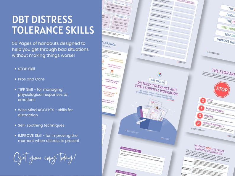 DBT Toolkit Distress Tolerance and Crisis Survival Workbook Reducing ...