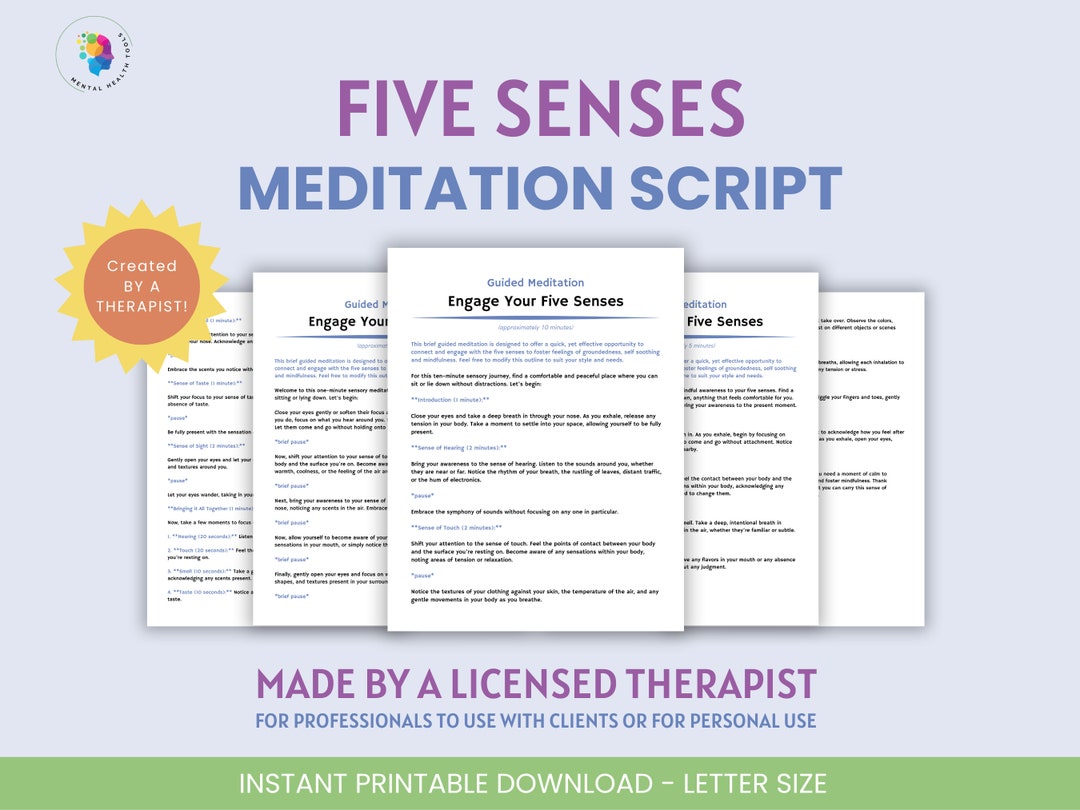Five Senses Guided Meditation Script Self-soothing Techniques Self-care ...