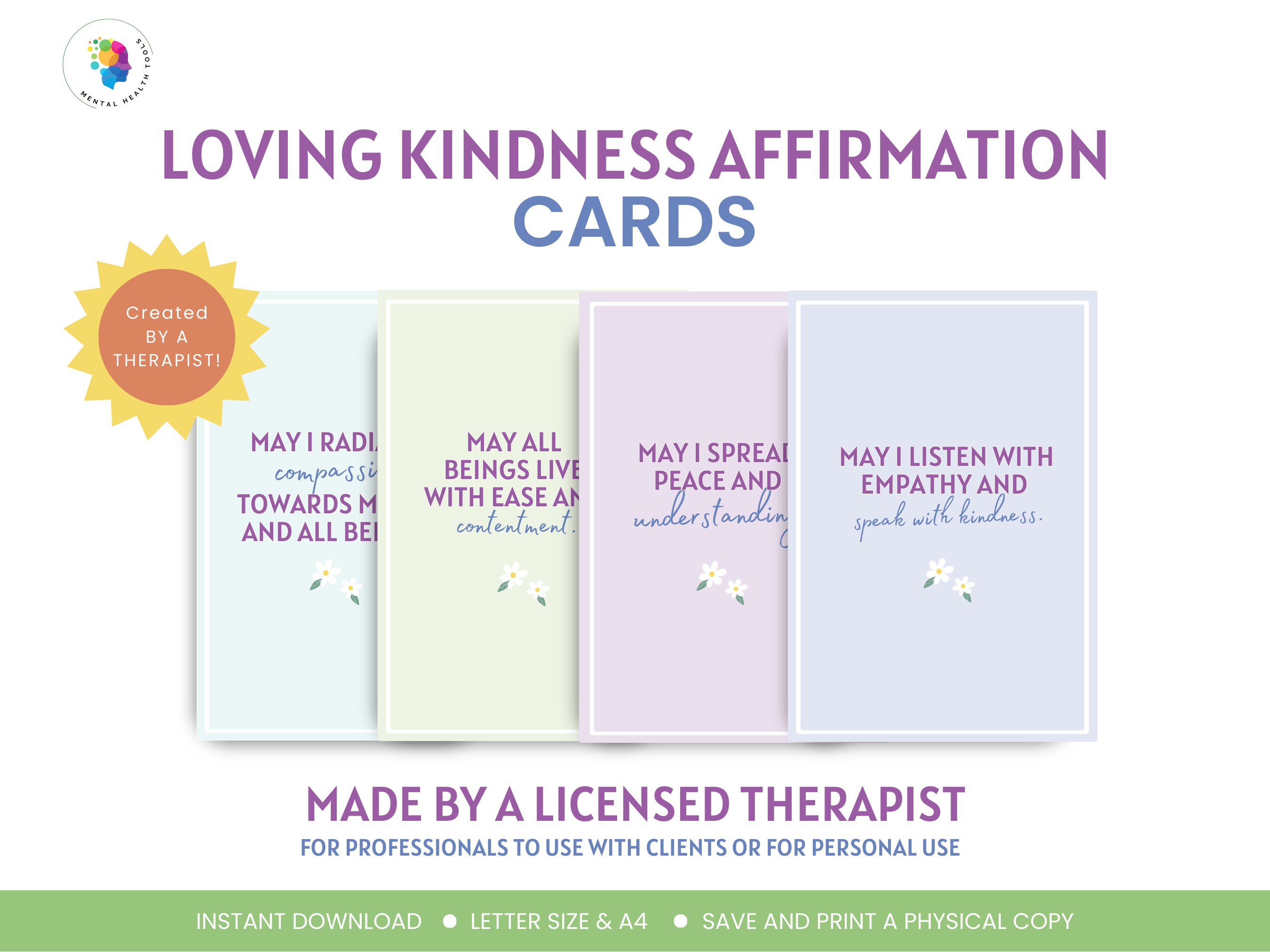 Loving Kindness Intention Setting Affirmations Cards Metta Meditation ...