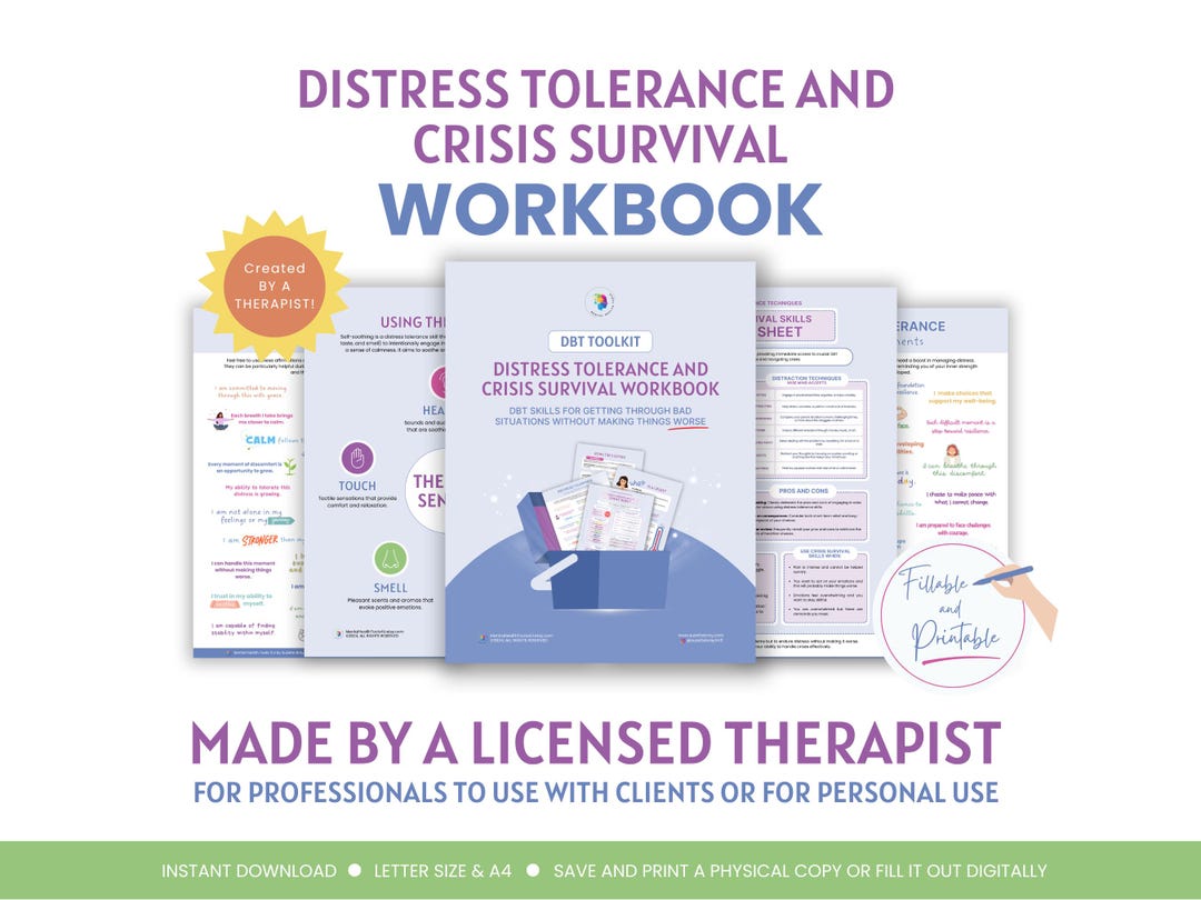 DBT Crisis Survival Workbook: Distress Tolerance Skills (fillable PDF ...