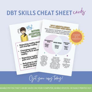 DBT Skills Cheat Sheet Cards for Beginners Easy-to-understand DBT Tools ...