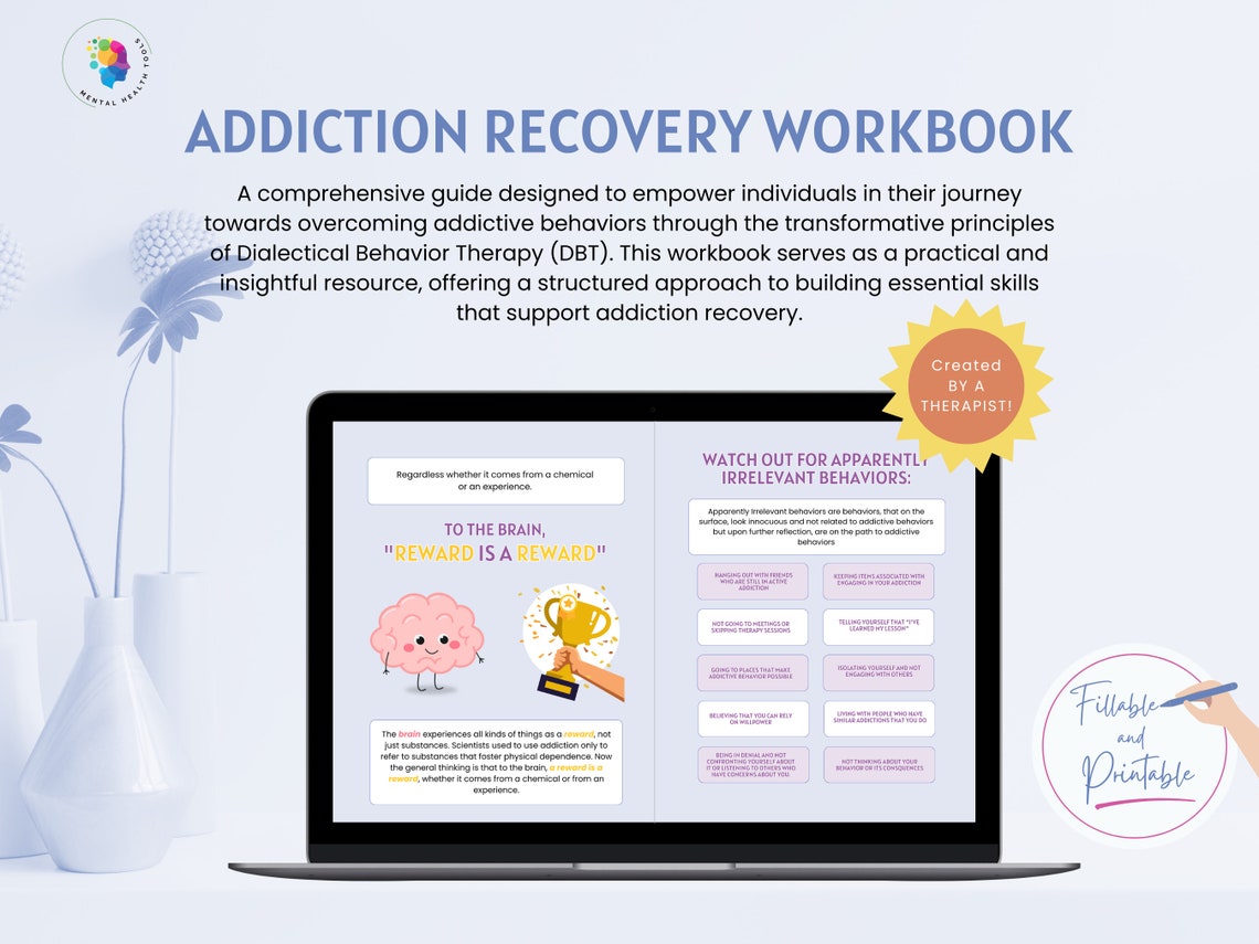 Addiction Recovery Workbook: DBT Skills, Therapist-created (fillable ...
