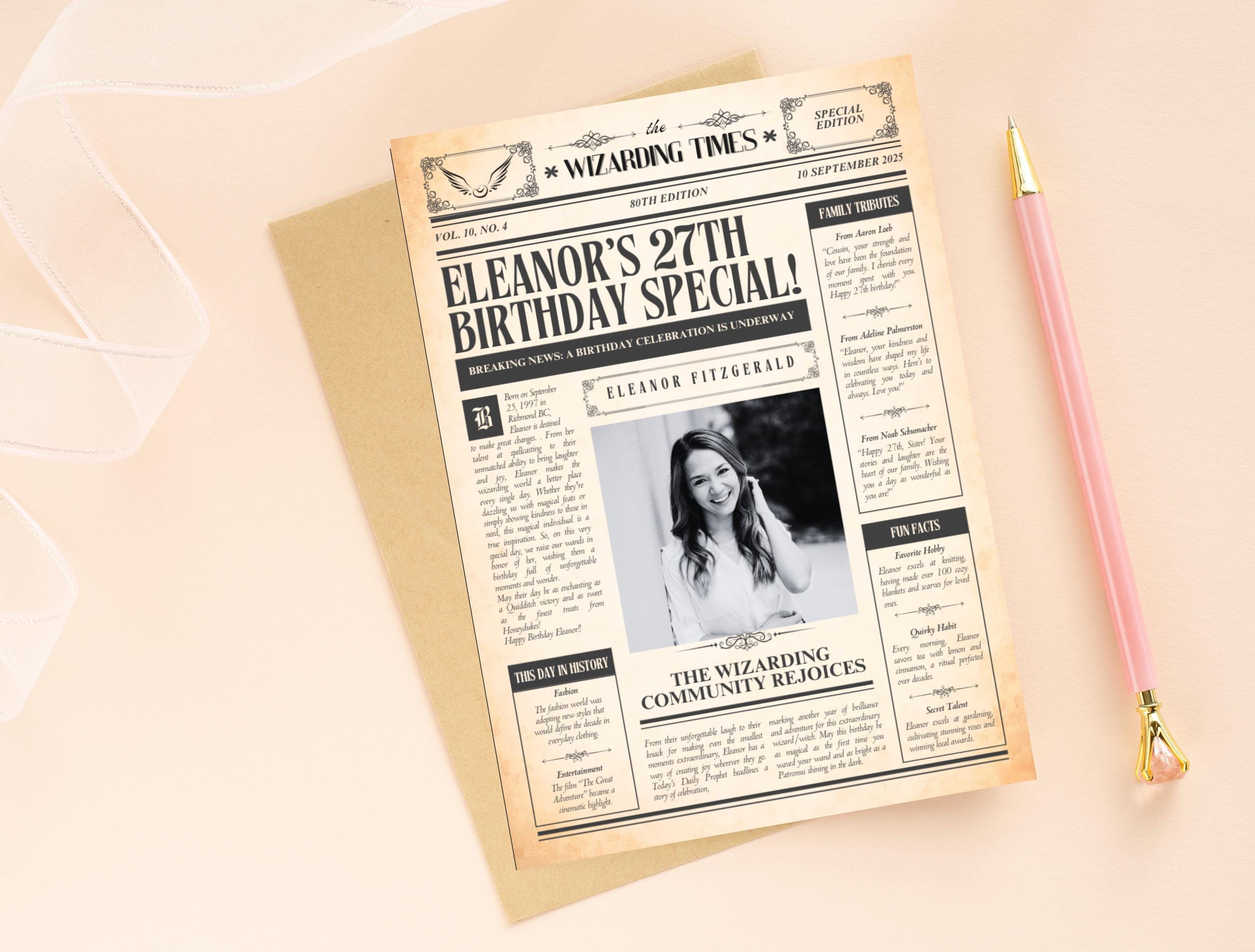 Custom Newspaper Birthday Card | Edible Canva Template | Funny Birthday ...