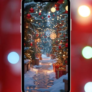 Christmas Scene iPhone Wallpaper | Christmas Phone Background | Digital ...