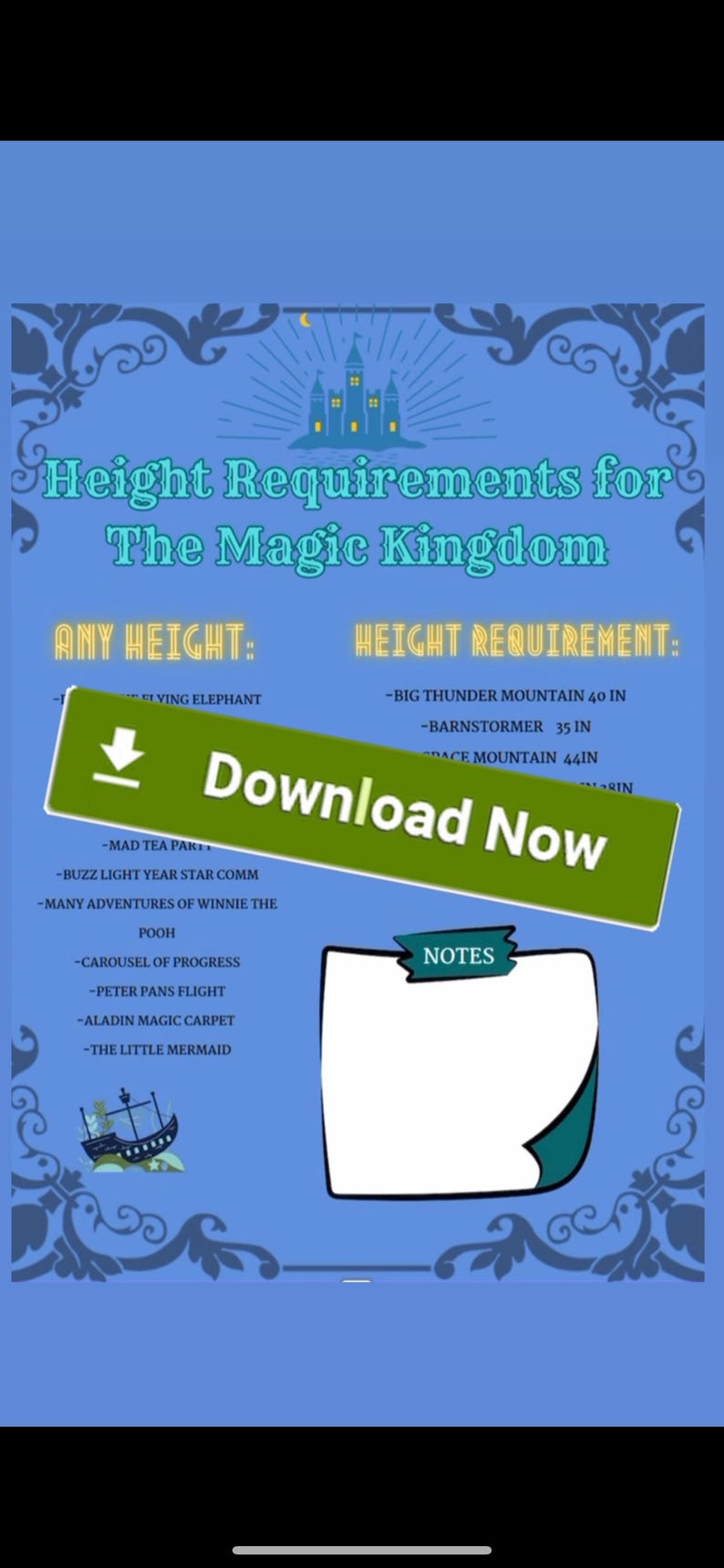 Disney Ride Height Chart 4 Parks – Printable Digital Download - Etsy