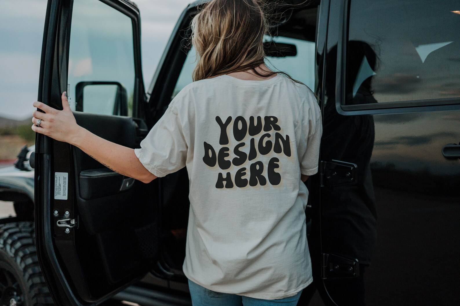 Gildan 64000 Mockup, Gildan Tshirt Mockup, Sunset Jeep Girl Oversized ...