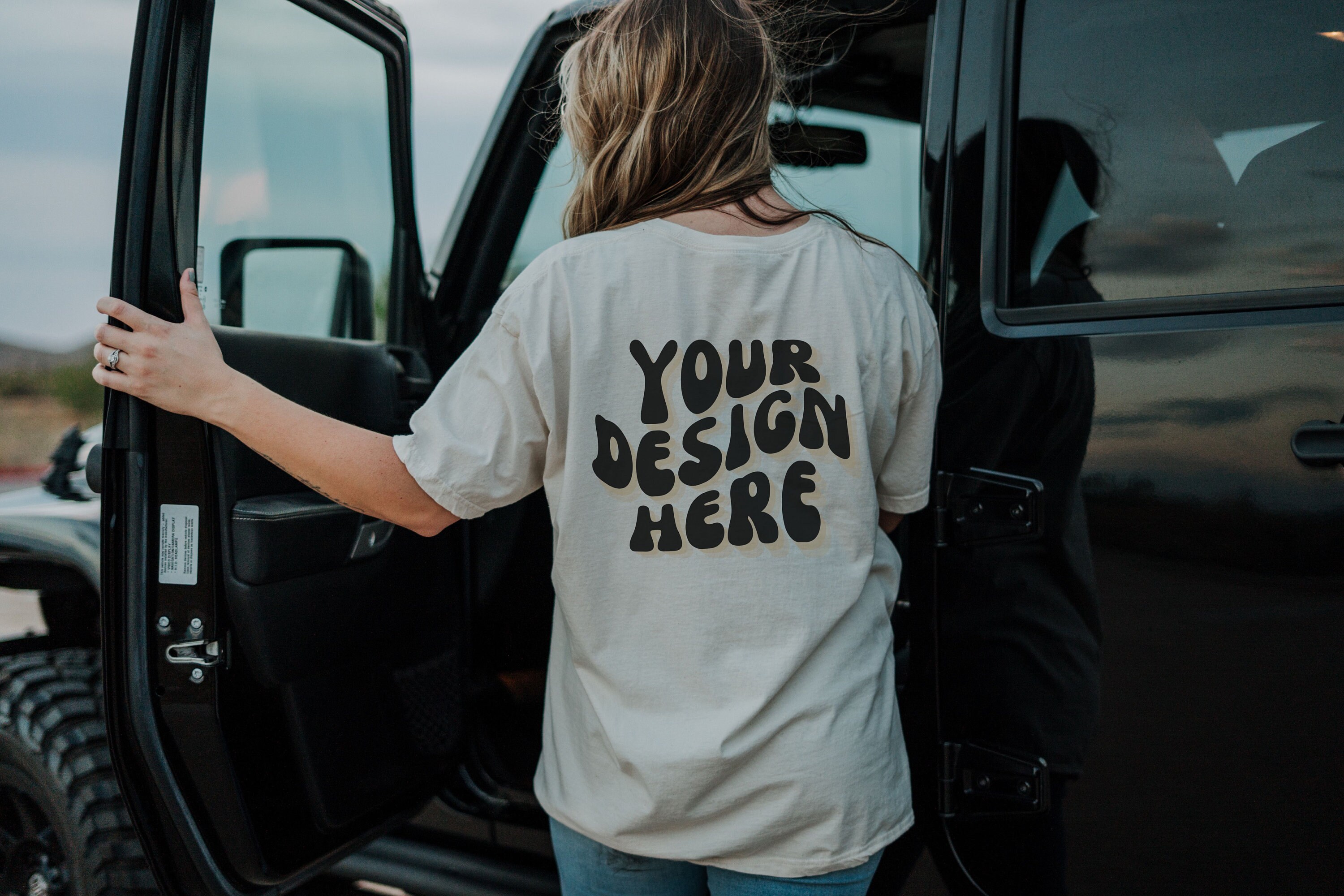 Gildan 64000 Mockup, Gildan Tshirt Mockup, Sunset Jeep Girl Oversized ...