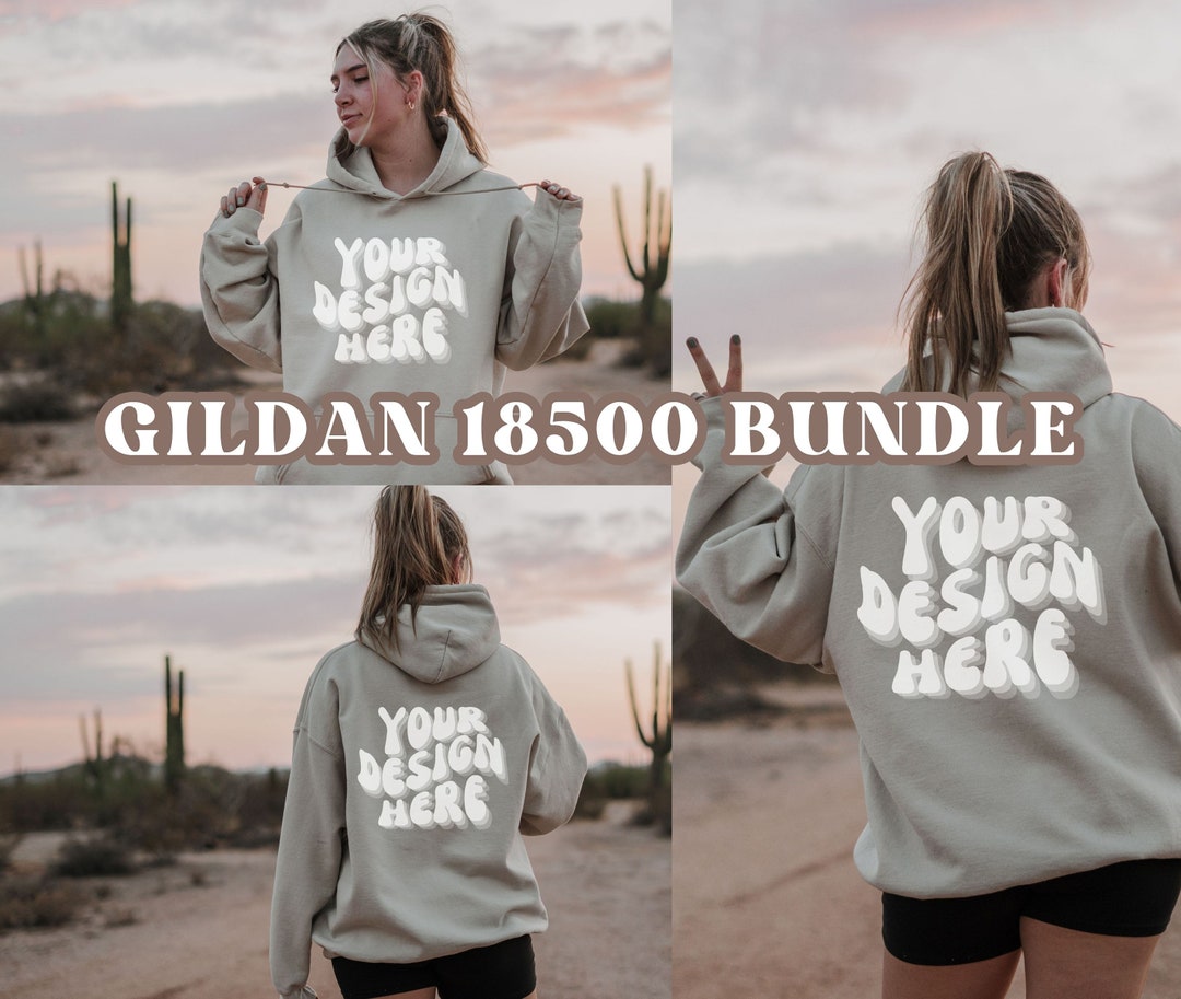 Gildan 18500 Hoodie Mockup Bundle, Desert Sunset Gildan Sweatshirt ...