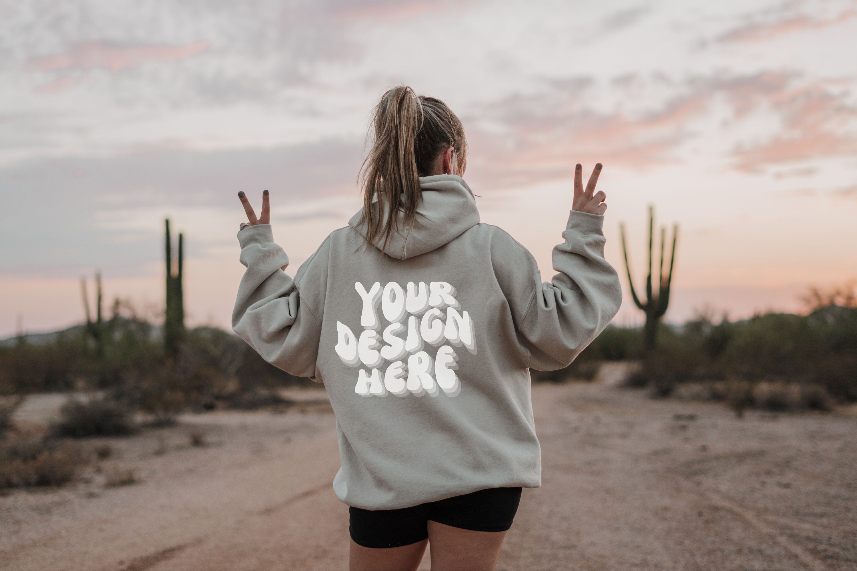 Gildan 18500 Hoodie Mockup Bundle, Desert Sunset Gildan Sweatshirt ...
