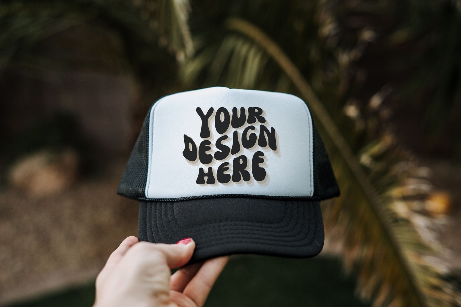 Hat Mockup, Black Foam Trucker Hat Mock Up, Otto Cap Mockup, Black and ...