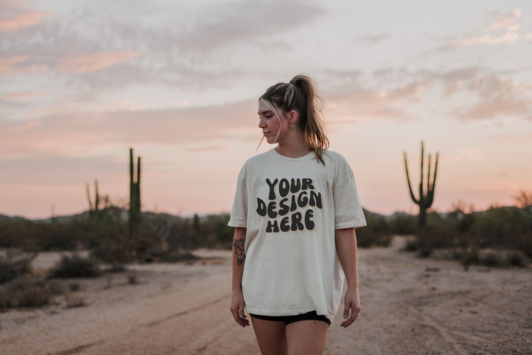 Gildan 64000 Mockup, Gildan Tshirt Mockup, Gildan Mock Female, Sunset ...