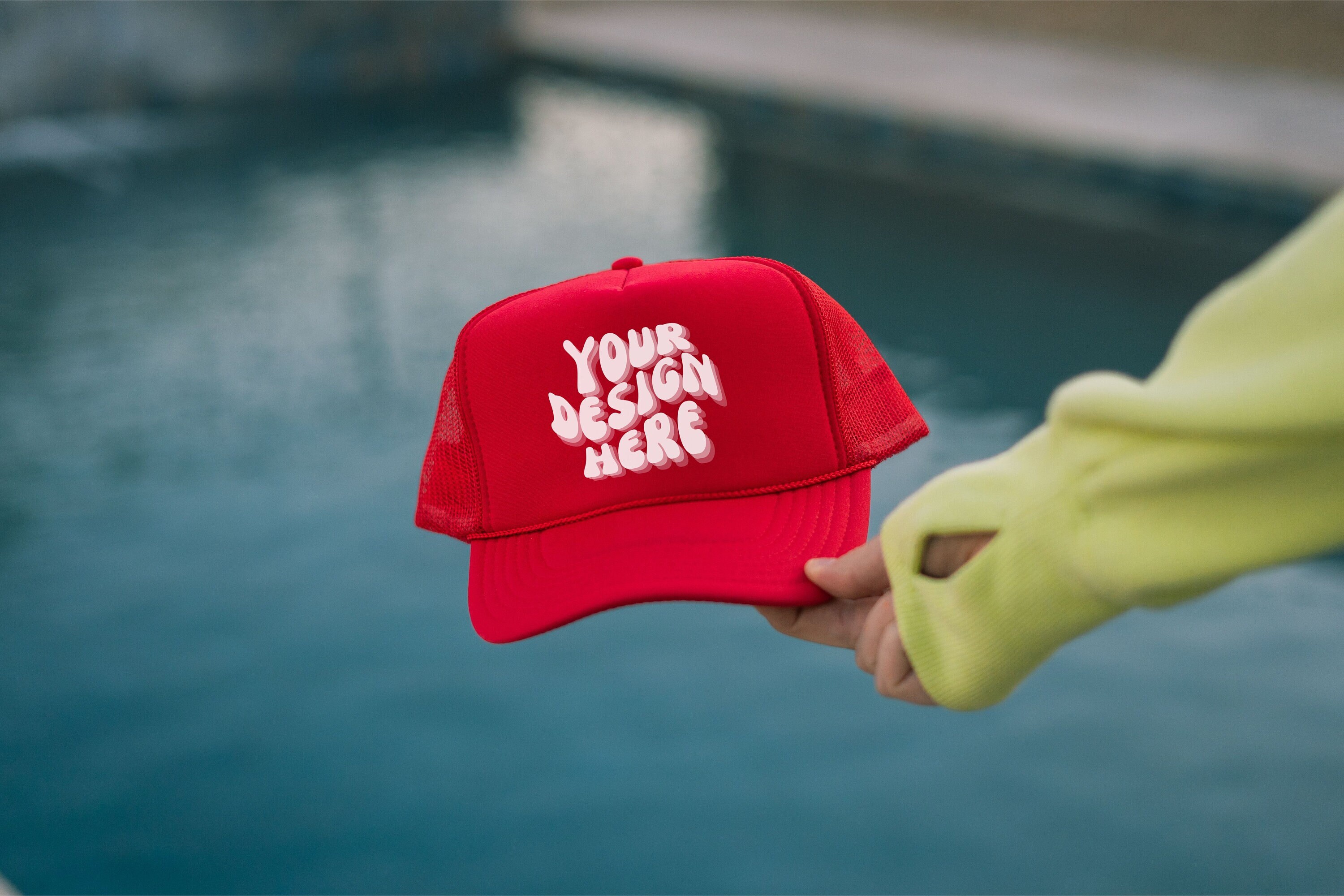 Hat Mockup, Red Foam Trucker Hat Mock Up, Otto Cap Mockup, Red Hat Mock ...