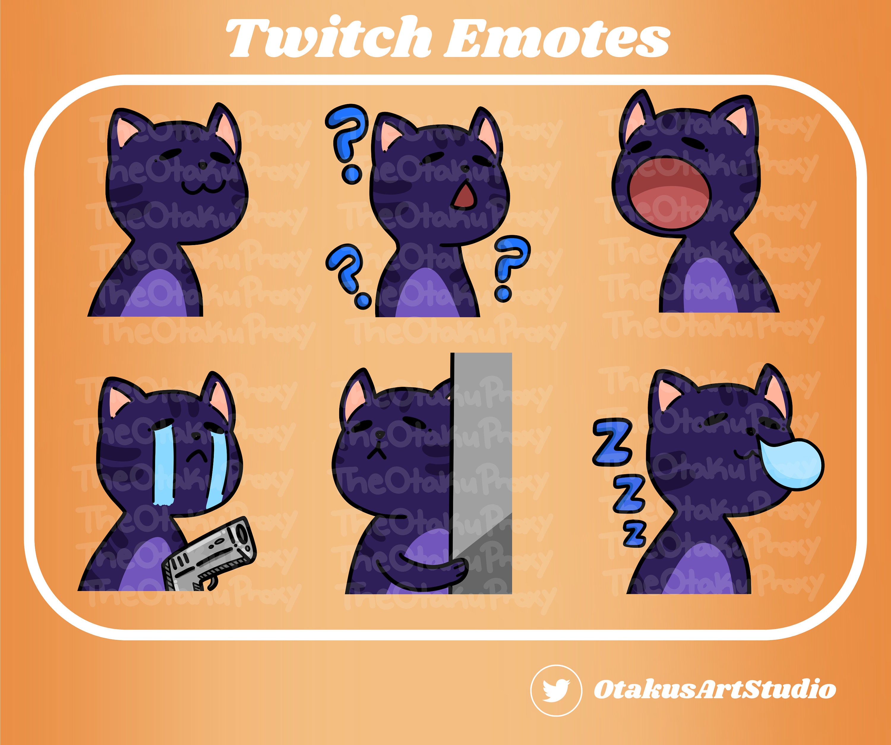 6 Cute Purple Cat Twitch Emote Pack for Streaming - Etsy
