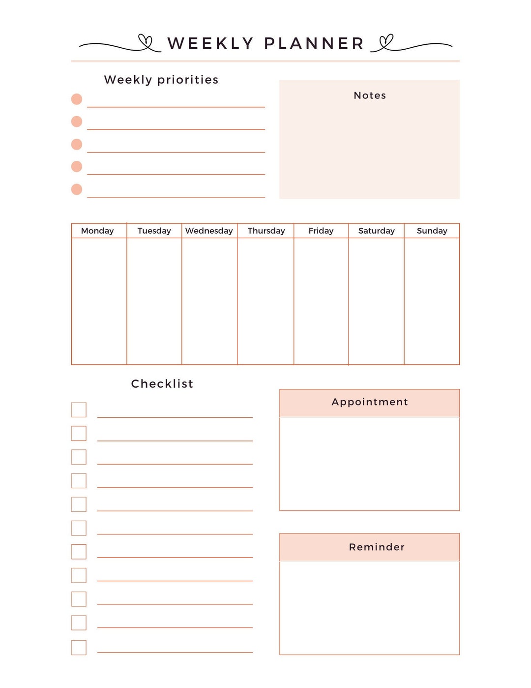 Simple Girl Weekly Planner, to Do List, Downloadable & Printable ...