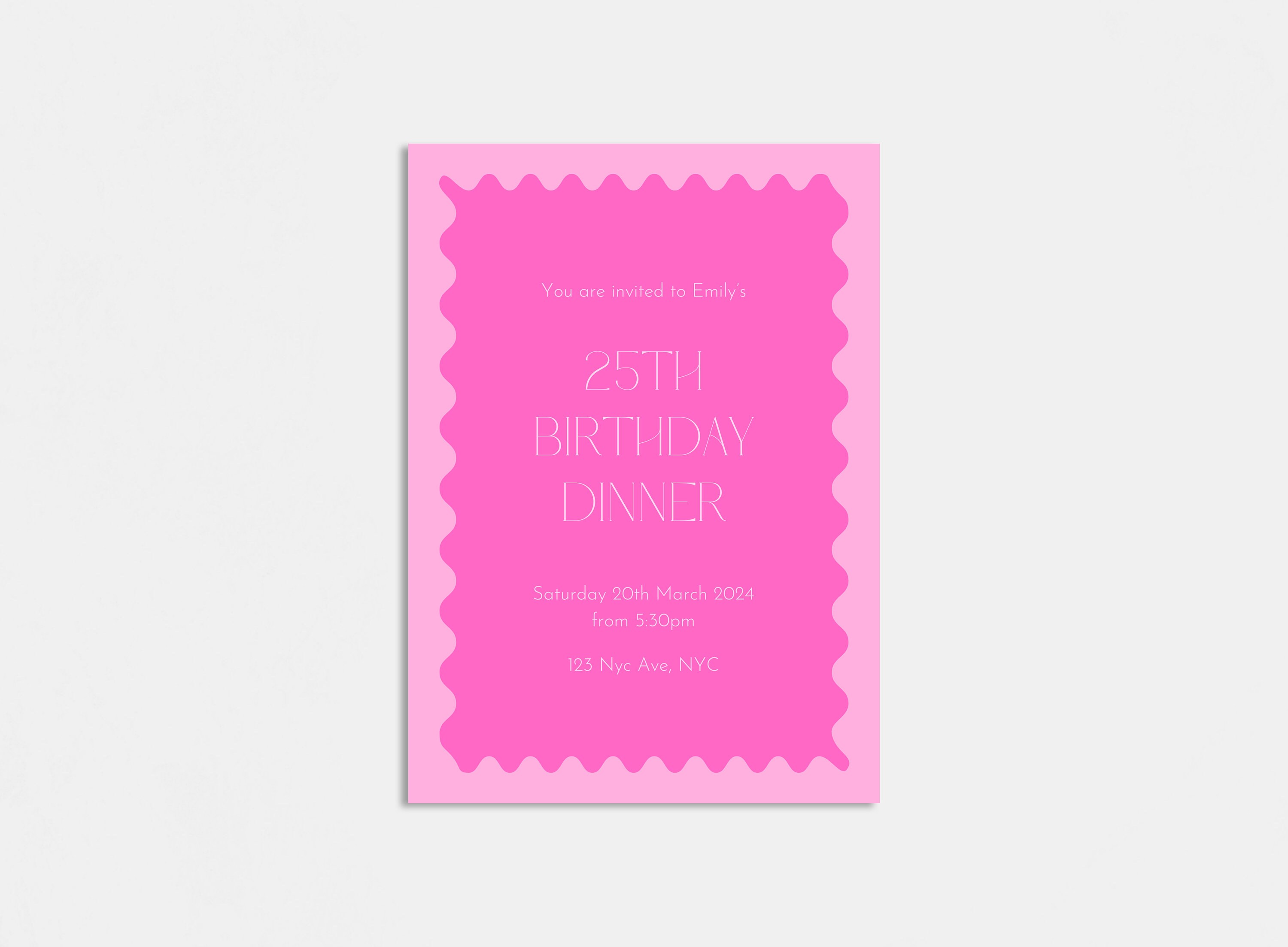 Editable Wavy Retro Pink Invitation - Instant Canva Template Download ...
