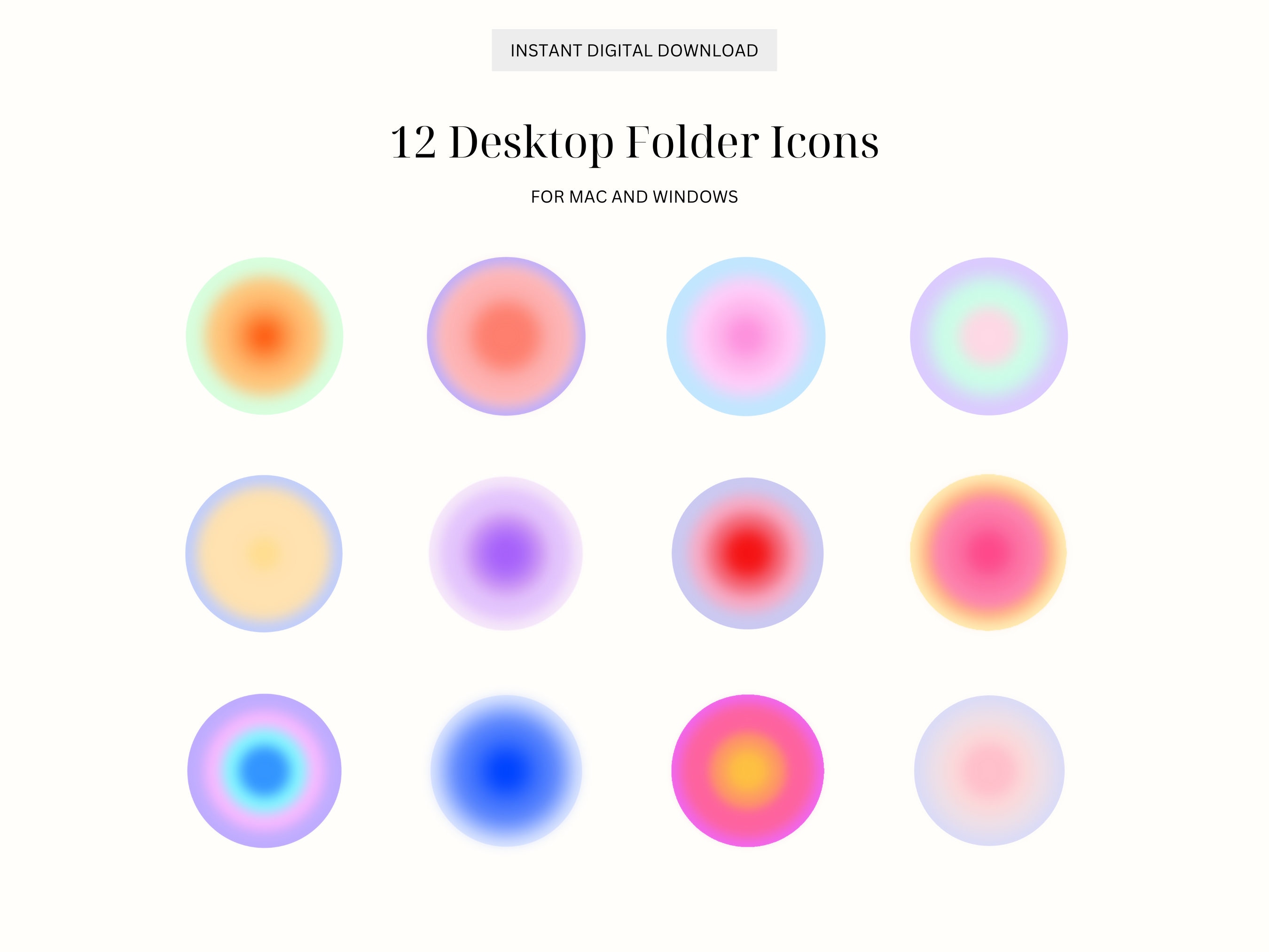 12 Desktop Folder Icons | Aura Gradient | for Mac and PC | Aesthetic ...