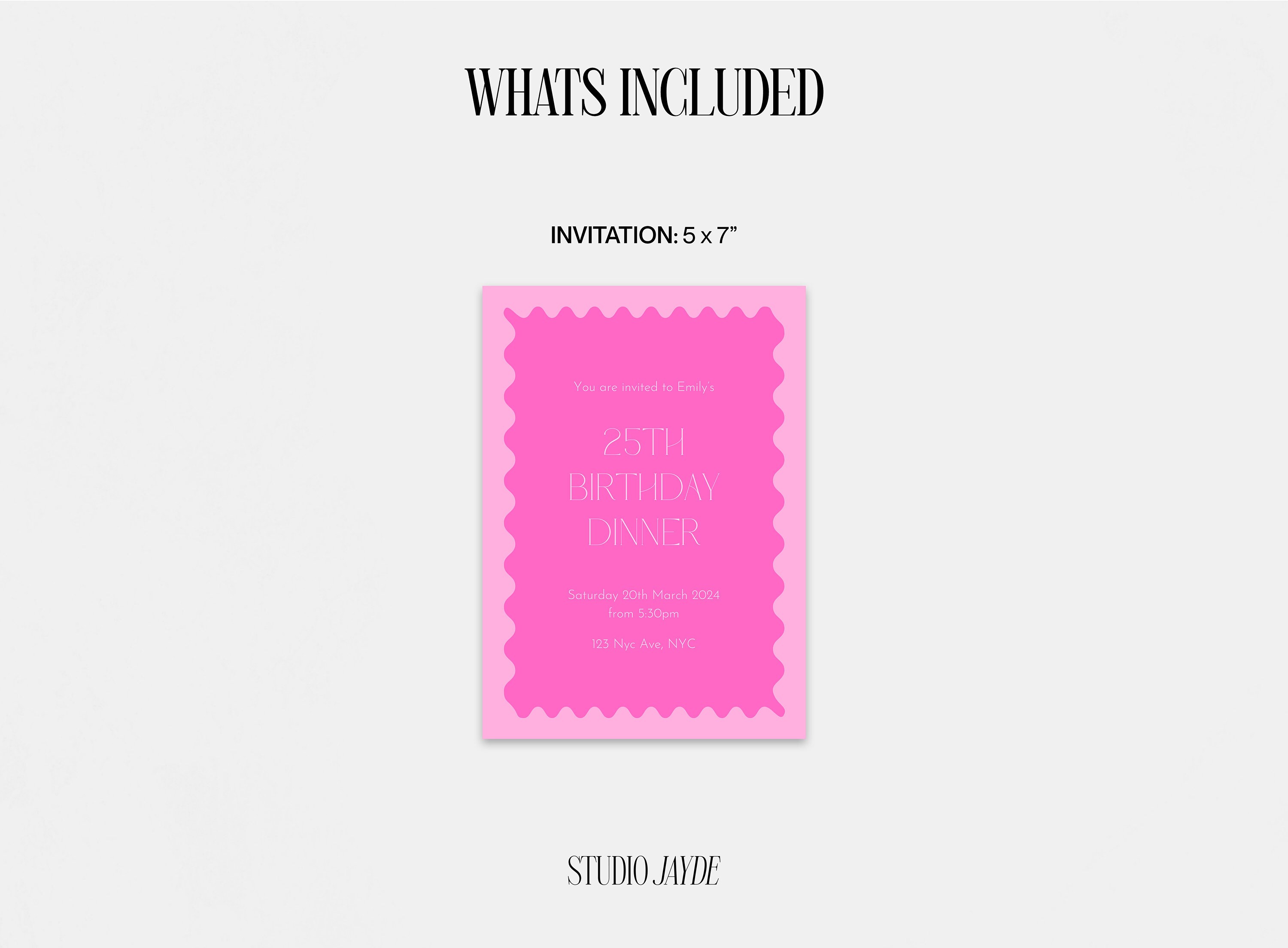 Editable Wavy Retro Pink Invitation - Instant Canva Template Download ...