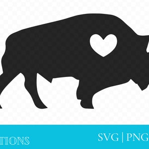 Buffalo With Heart Digital Print Svg, Png, Pdf, Jpg - Etsy