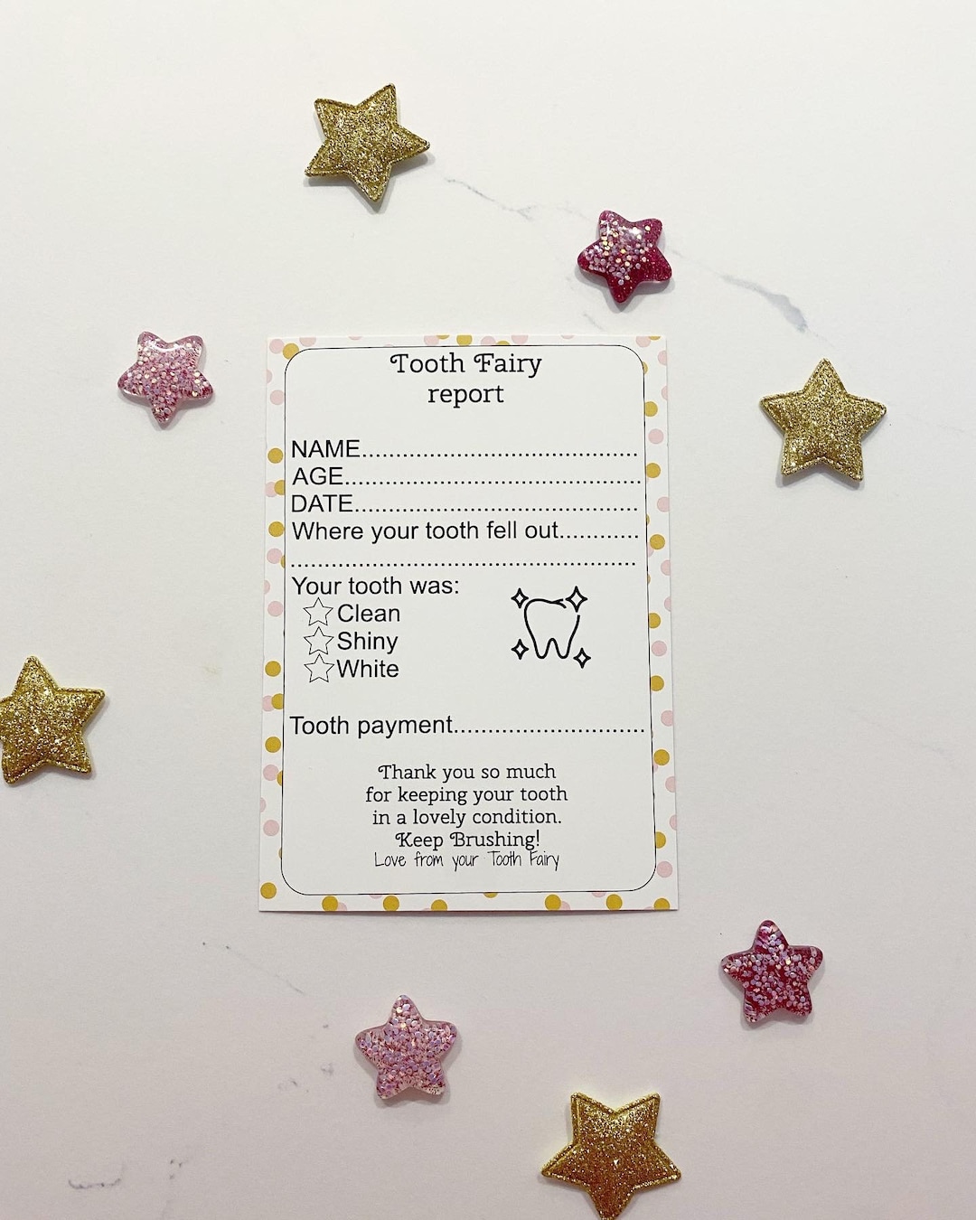Tooth Fairy Report Card. Tooth Fairy Certificate. Tooth Fairy Gift ...