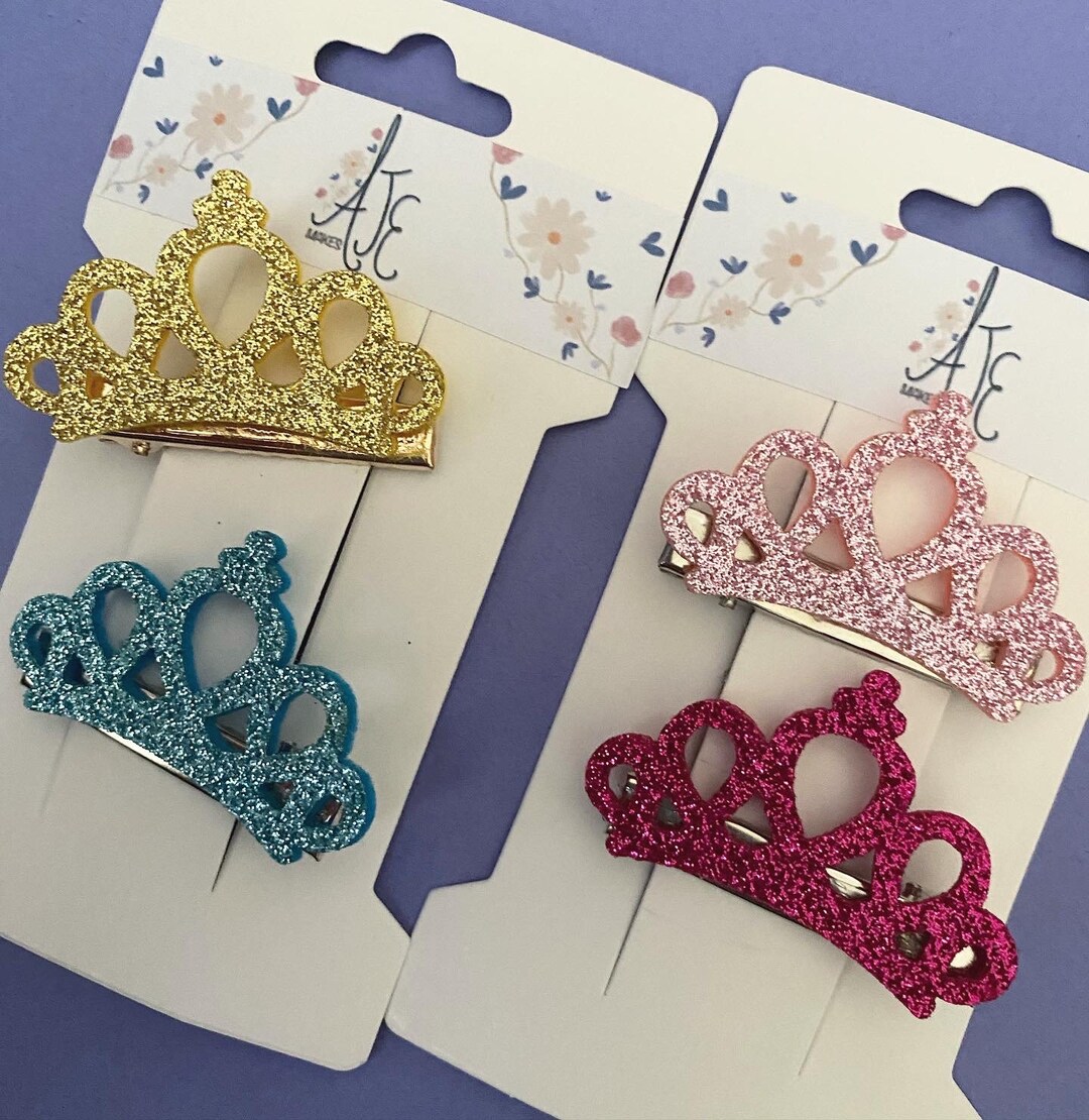 Princess Hair Clips. Crown Hair Accessories. Glittery Princess Tiaras ...