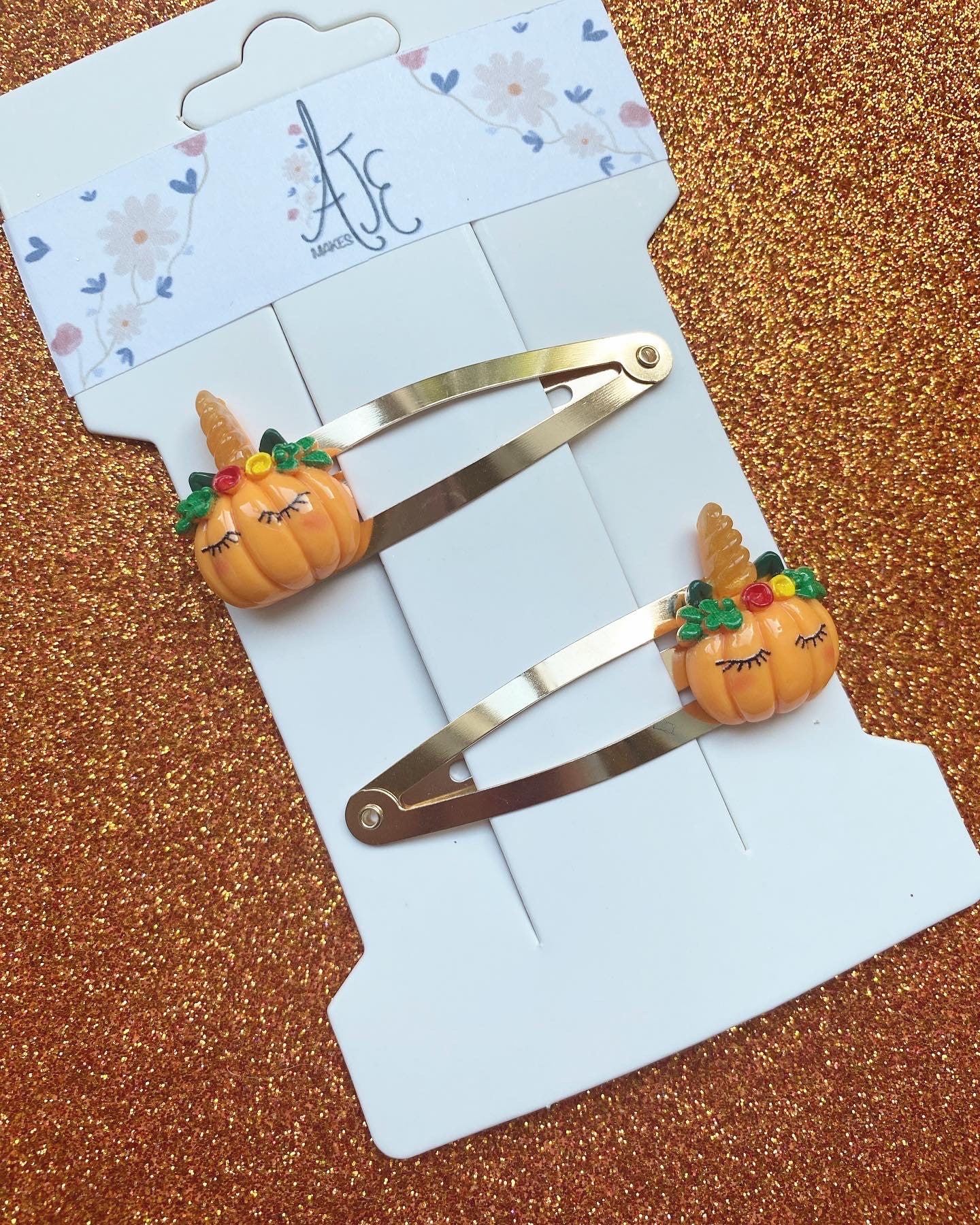 Halloween Hair Clips. Unicorn Pumkins Hairclips. Unicorn - Etsy