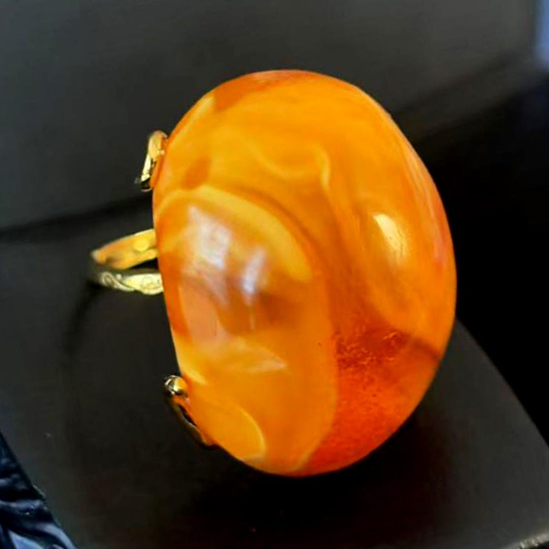 European VTG Big Pretty Natural Egg Yolk Baltic Amber 925 Sterling ...