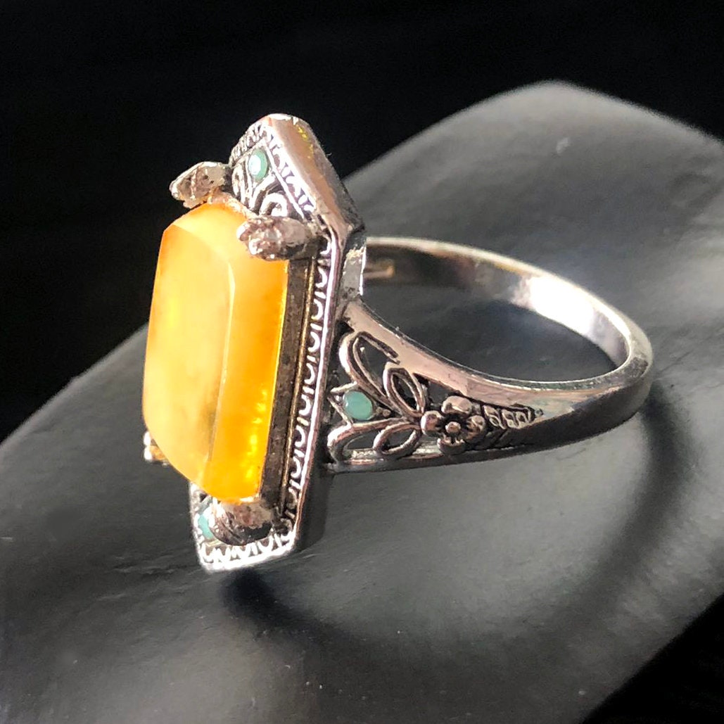 Vintage Natural Egg Yolk Royal White Translucent Baltic Amber Sterling ...