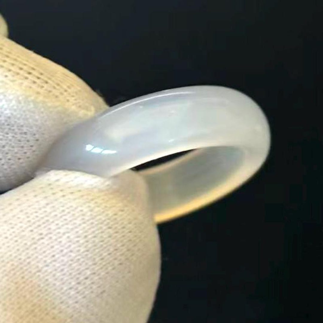 Vintage Burmese White Jade Jadeite Translucent Ring Band, 2.0 Gram ...