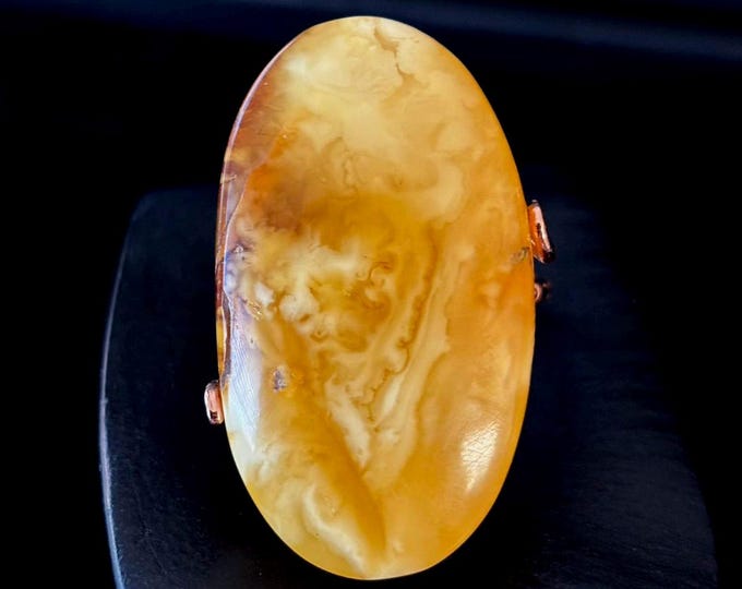 Natural Royal White Egg Yolk Baltic Amber 925 Sterling Silver Ring ...