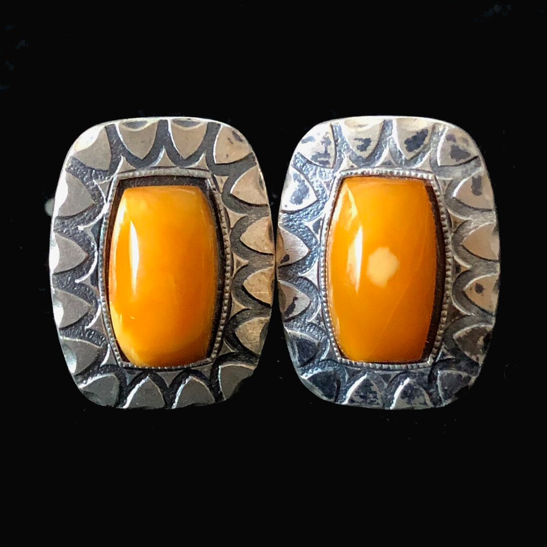 Rare European Antique Vintage Egg Yolk Yellow Baltic Amber 875 Silver ...