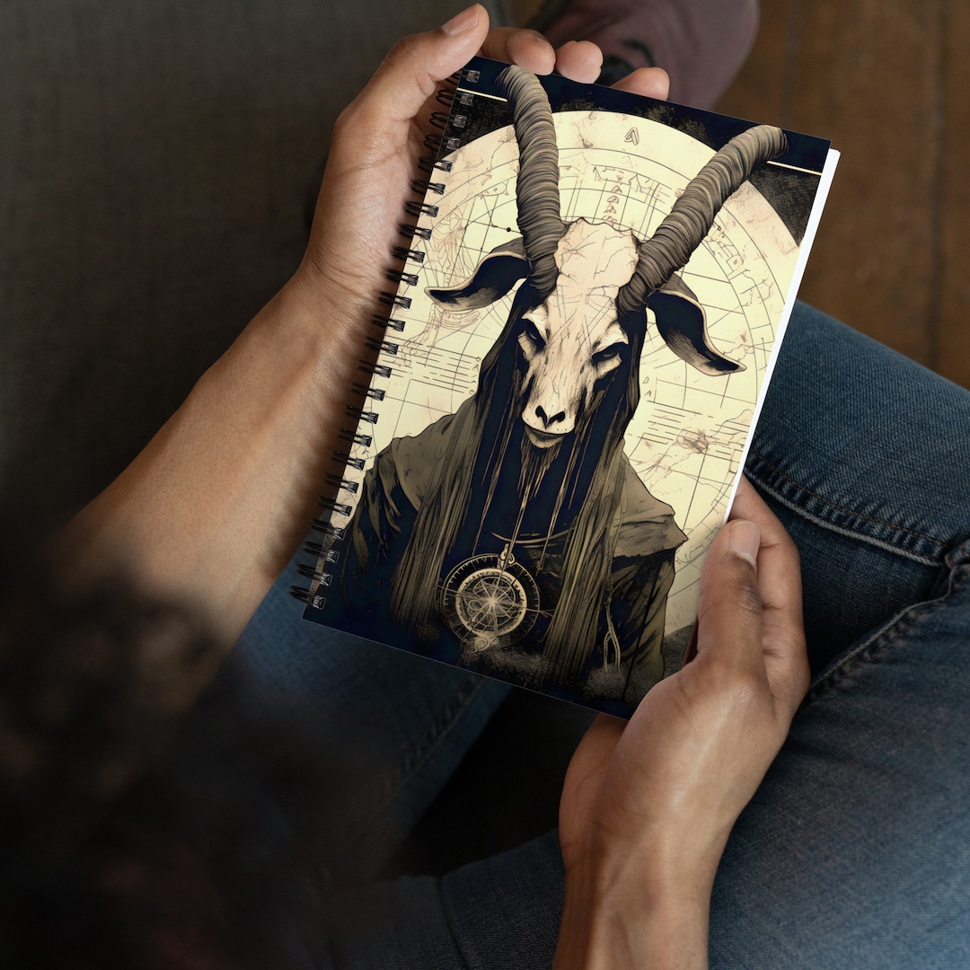 Demonic Satan Goat Man Spiral Notebook Occult Design Dark Fantasy ...