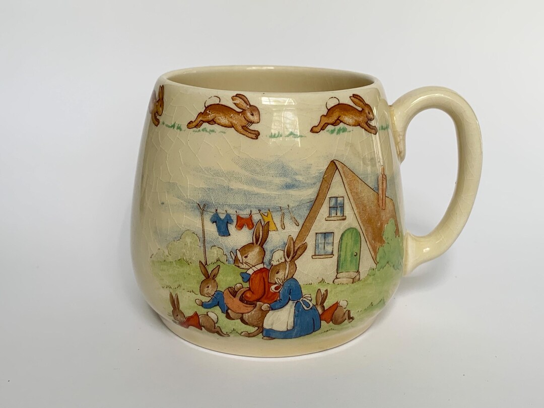 Very Rare Antique Royal Doulton Bunnykins Mug: Family Washing Day ...