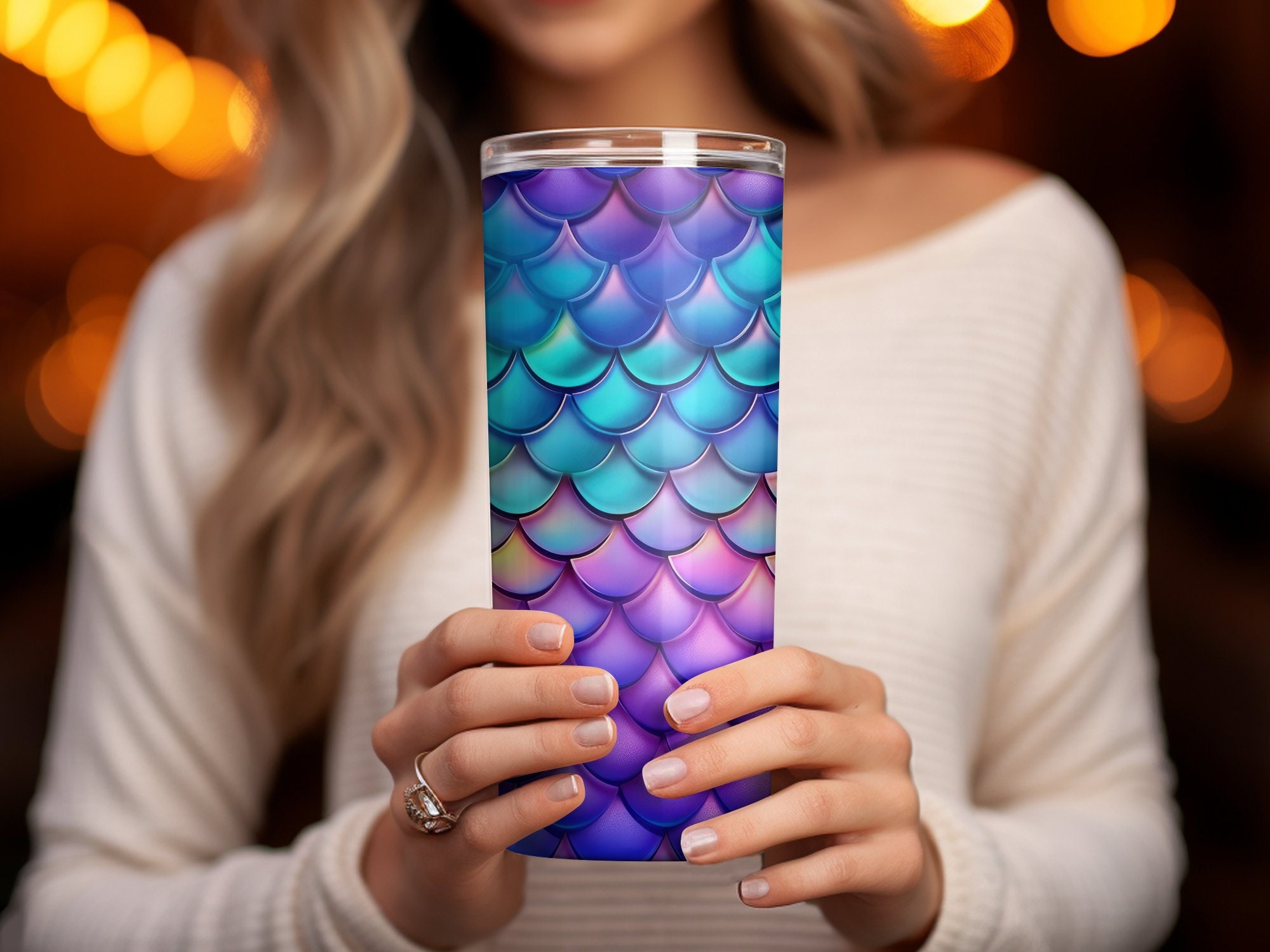 3D Mermaid Tail Scales Design Tumbler Wrap 20oz Straight and Tapered ...