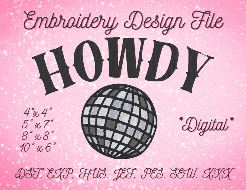 Howdy Disco Ball Embroidery Design File Cowgirl Party - Etsy