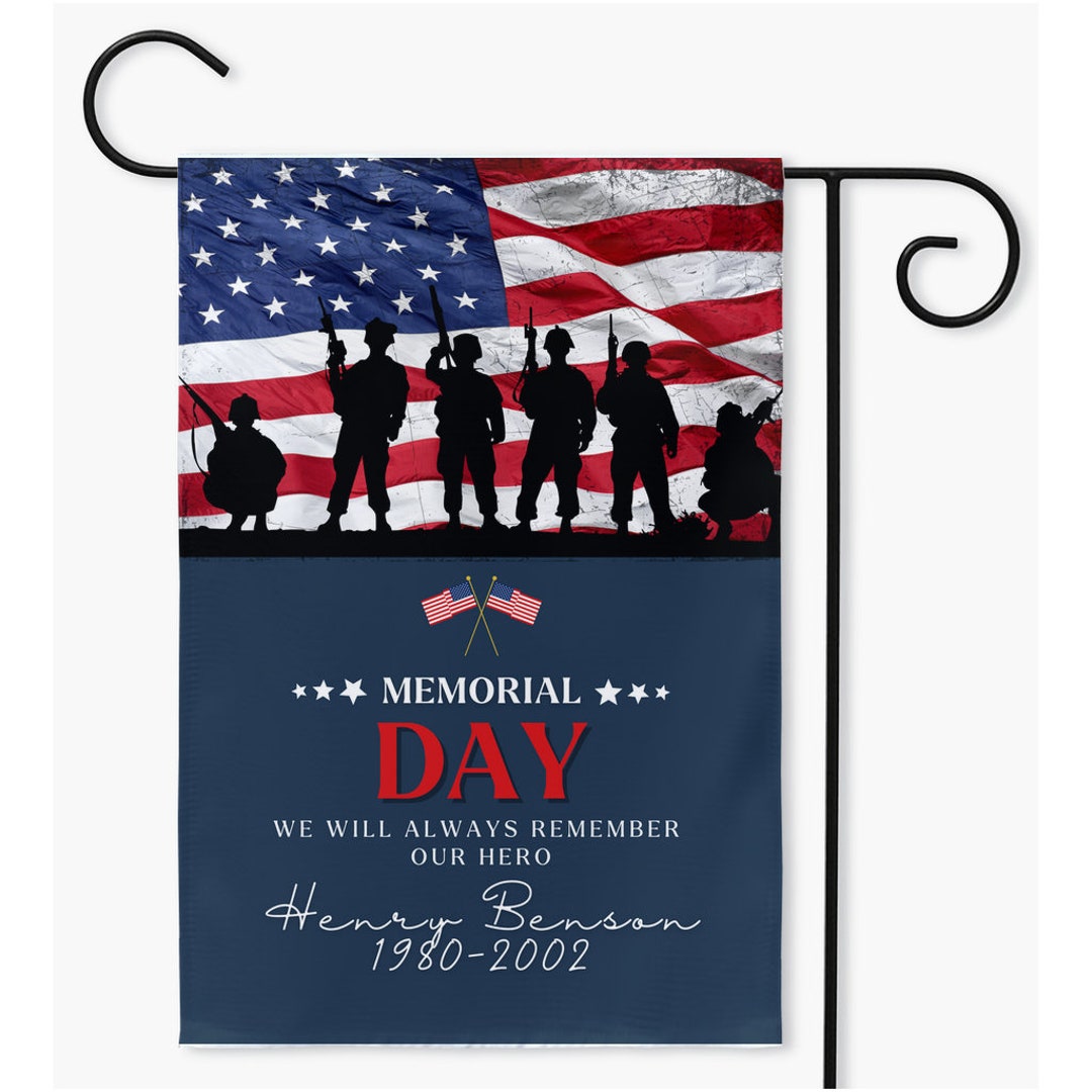Memorial Day Personalized Lawn Flag, With Name and Date. Garden or ...