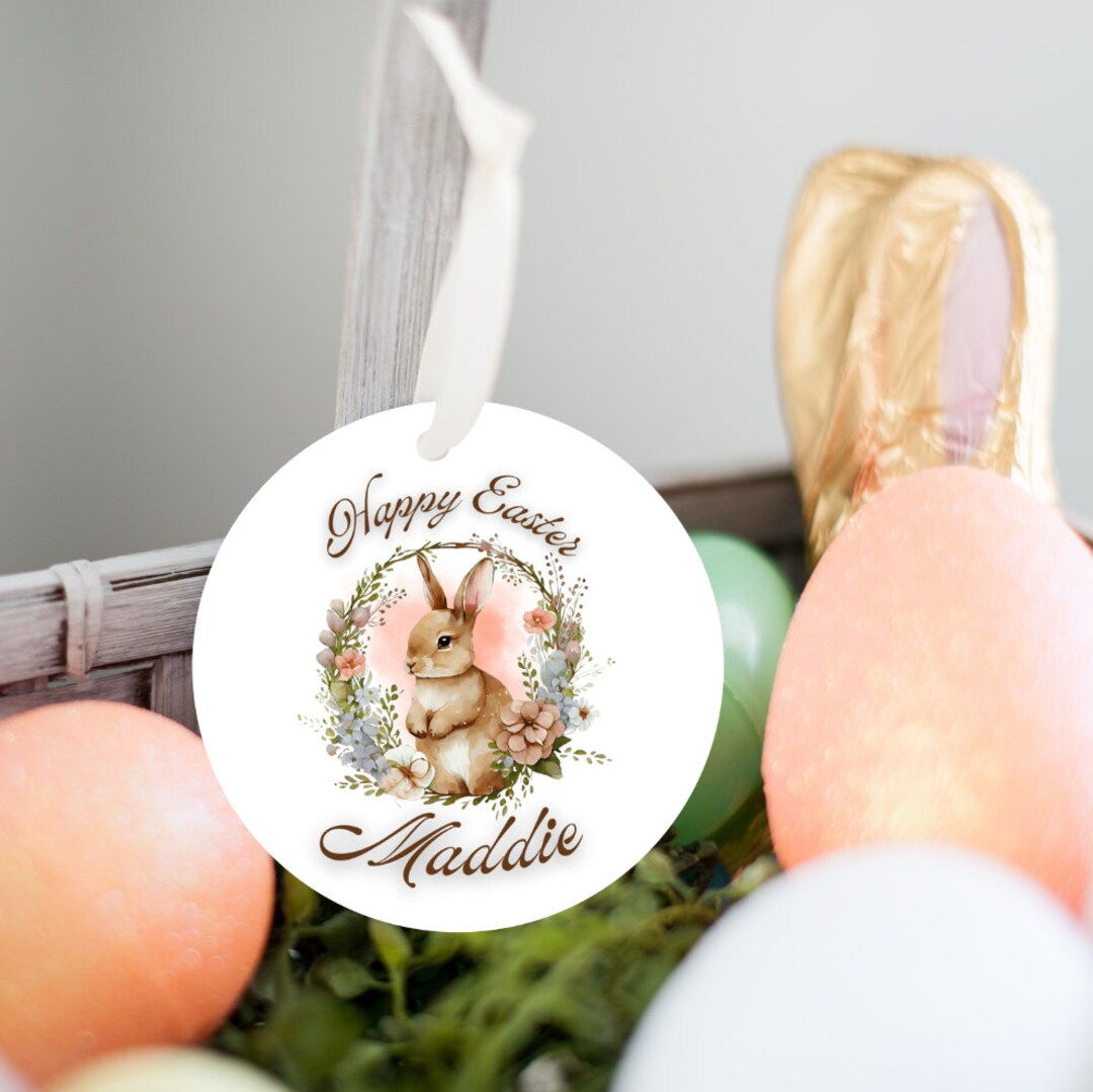 Personalized happy Easter Name Tag for Easter Baskets, Easter Gifts ...