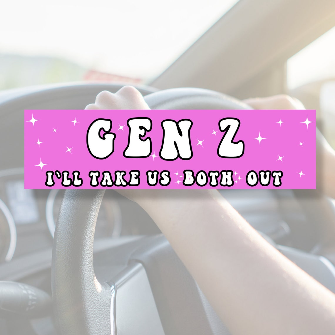 Gen Z Bumper Stickers I'll Take Us Both Out Funny Bumper Sticker Gen Z ...